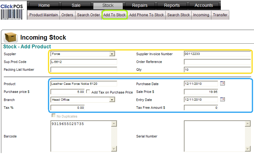 Web POS | Add product directly into Stock – ClickPOS